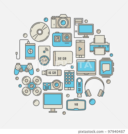 Consumer electronics and gadgets illustration - Stock Illustration ...