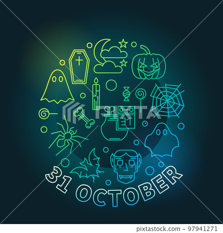 31 October Holiday round colorful line vector... - Stock Illustration ...