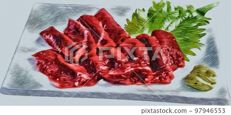 delicious whale sashimi - Stock Illustration [97946553] - PIXTA
