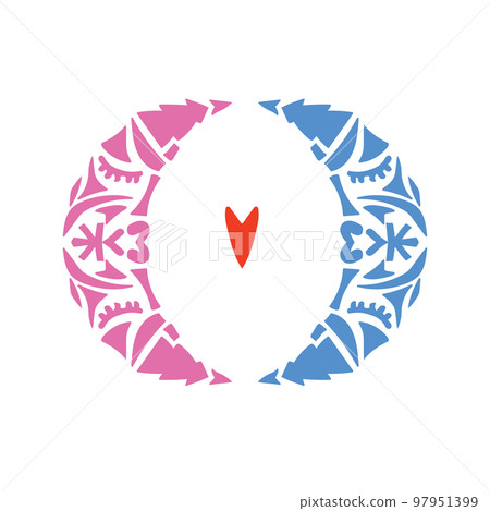 Vector image of two moons and heart symbol.... - Stock Illustration ...