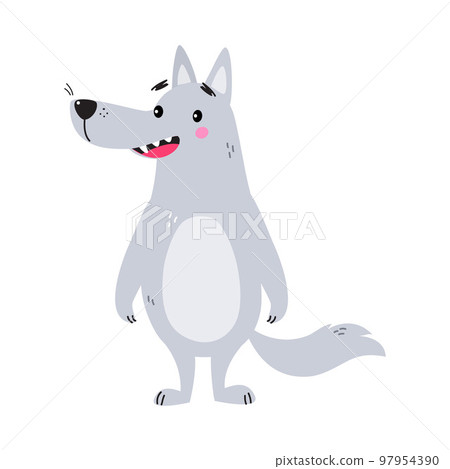 Grey Wolf Character with Pointed Muzzle... - Stock Illustration ...