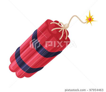 Red Dynamite Tied with Burning Wick as Wild... - Stock Illustration ...