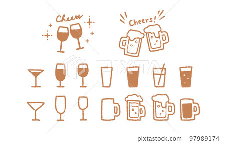 Cheers, wine glasses, mugs, simple and cute... - Stock Illustration ...