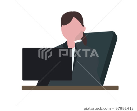 A business woman who is not motivated to work.... - Stock Illustration ...