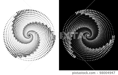 Abstract numbers one and zero in a spiral over... - Stock Illustration ...