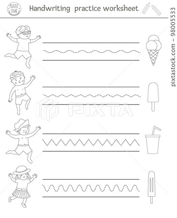 Vector handwriting practice worksheet.... - Stock Illustration ...