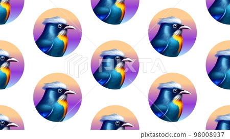 Colorful cartoon birds, hand drawn, seamless... - Stock Illustration ...