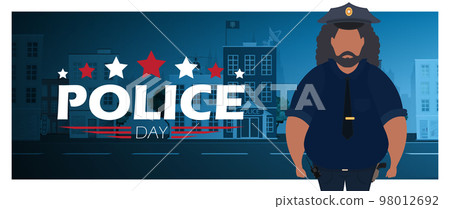 Police Day poster in cartoon style. Feast of... - Stock Illustration ...