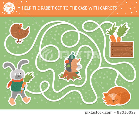 Autumn maze for children. Preschool printable... - Stock Illustration ...