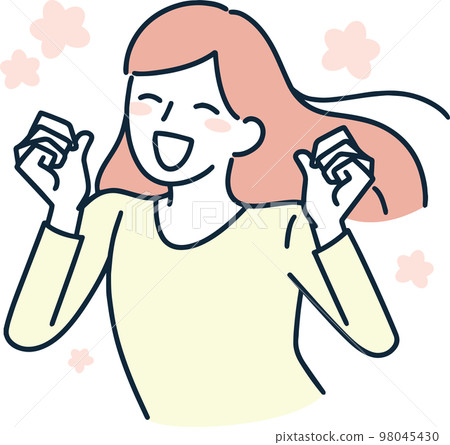 Cheerful woman simple illustration - Stock Illustration [98045430] - PIXTA