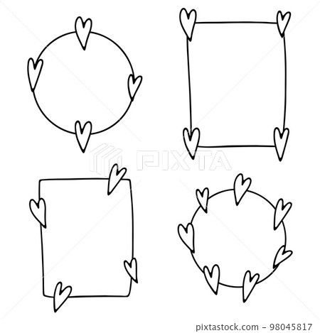 Set of doodle Valentines Day frames - Stock Illustration [98045817] - PIXTA