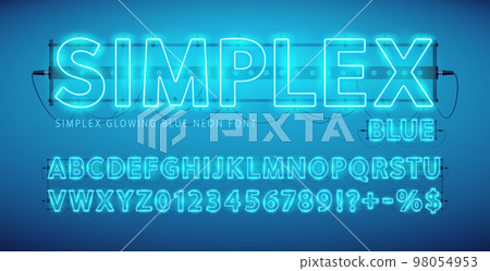 Glowing Blue Neon Simplex Font - Stock Illustration [98054953] - PIXTA