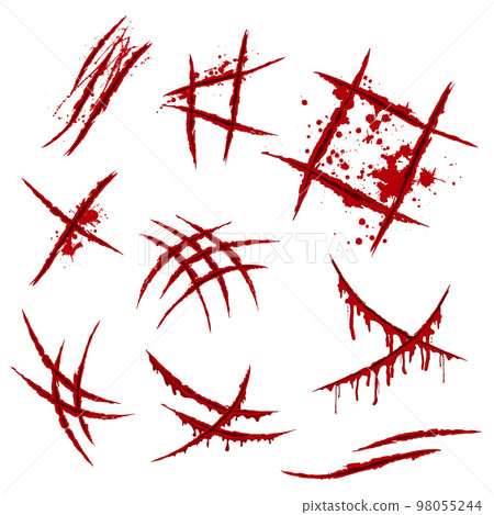 Scratched claw wounds set - Stock Illustration [98055244] - PIXTA