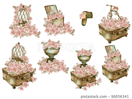 Watercolor illustration of rusty element with... - Stock Illustration ...