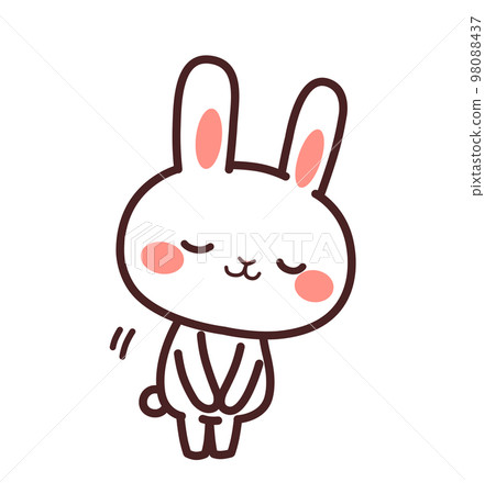 Cute bowing rabbit character facing right... - Stock Illustration ...