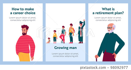 Cartoon Banners Stages of Man Growing, Aging... - Stock Illustration ...