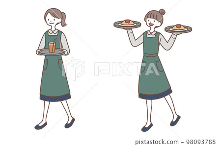 female restaurant employee - Stock Illustration [98093788] - PIXTA