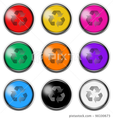 Recycle button icon set isolated on white with...-插圖素材 [98100673] - PIXTA圖庫