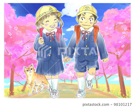 First grade Sakura - Stock Illustration [98101217] - PIXTA