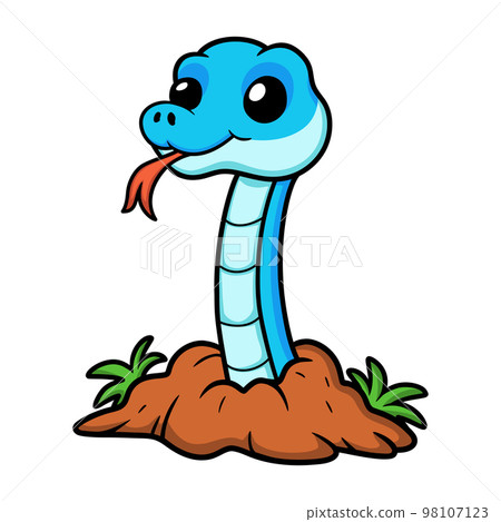Cute blue snake viper cartoon out from hole - Stock Illustration ...