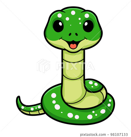 Cute green tree python cartoon-插圖素材 [98107133] - PIXTA圖庫