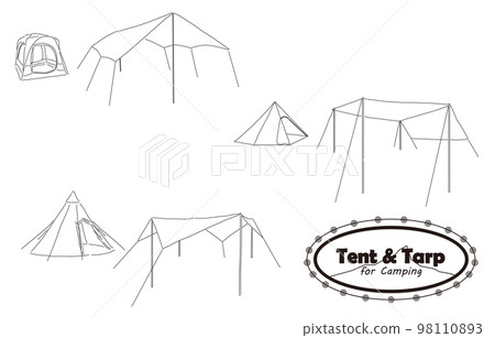 Tent & tarp set outline only - Stock Illustration [98110893] - PIXTA