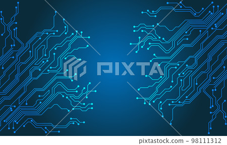 Blue line circuit computer technology... - Stock Illustration [98111312 ...