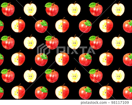 Red apple pattern Hand drawn watercolor... - Stock Illustration ...