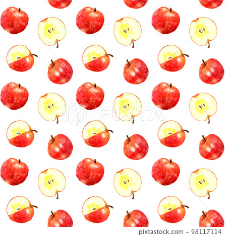 Red apple pattern Hand drawn watercolor... - Stock Illustration ...