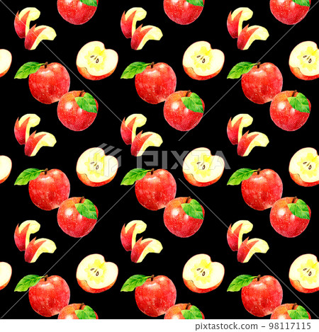 Red apple pattern Hand drawn watercolor... - Stock Illustration ...