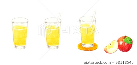 A set of apple juice and apple fruit in a cup... - Stock Illustration ...