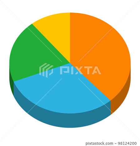 three-dimensional pie chart - Stock Illustration [98124200] - PIXTA
