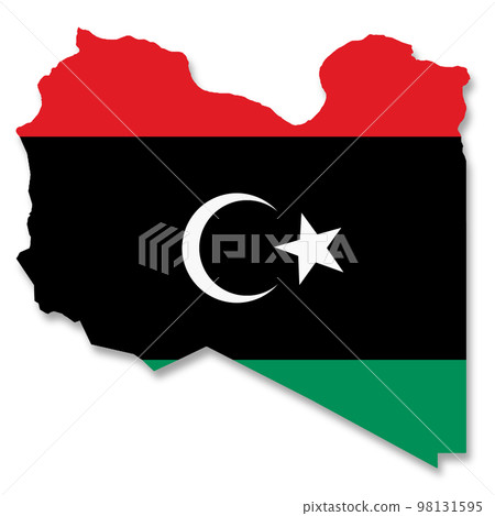 Libya flag map on white background with... - Stock Illustration ...