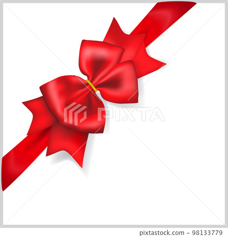 Red bow with diagonally ribbon - Stock Illustration [98133779] - PIXTA