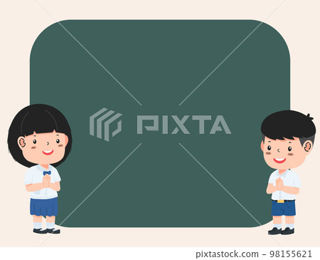 Thai student with namaste character banner sign - Stock Illustration ...