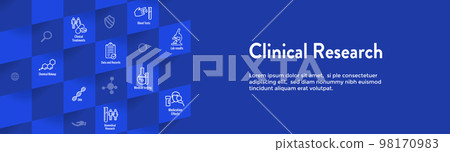 Clinical Research Icon Set and Web Header Banner - Stock Illustration ...