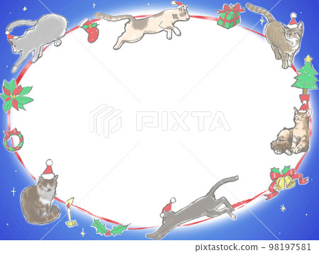 christmas cat frame - Stock Illustration [98197581] - PIXTA