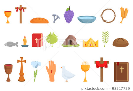 Holy week icons set cartoon vector. Easter...-插圖素材 [98217729] - PIXTA圖庫