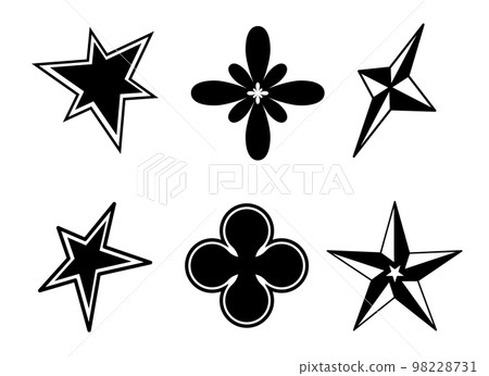Set Y2K stars and retro futuristic graphic... - Stock Illustration [98228731] - PIXTA