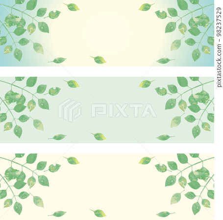 Banner frame summer green leaf watercolor copy... - Stock Illustration ...
