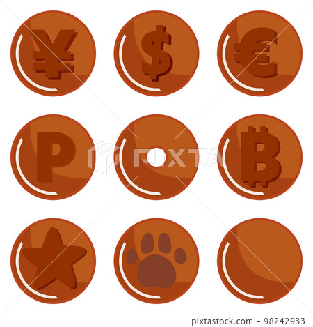 Various copper coin set white border - Stock Illustration [98242933 ...