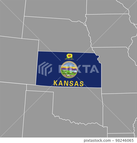 Kansas state map with flag. Vector illustration. - Stock Illustration ...