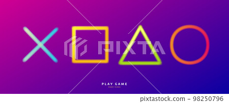 Neon video game console symbols of geometric... - Stock Illustration ...