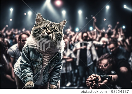 Cats as rock stars at concert created with...-插圖素材 [98254187] - PIXTA圖庫