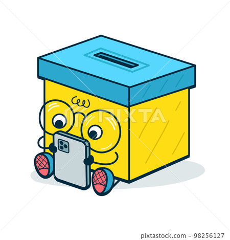 Cute funny vote box with smartphone .Vector... - Stock Illustration ...