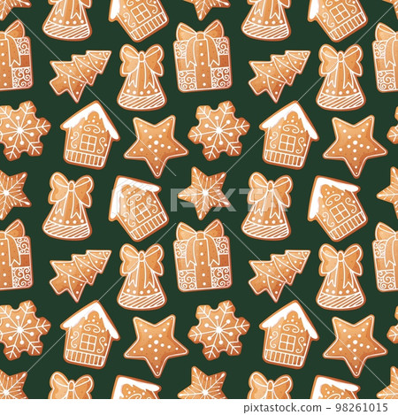 Seamless pattern with Christmas gingerbread.... - Stock Illustration ...