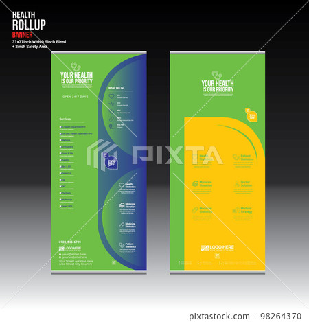 health vector roll up banner design for doctor... - Stock Illustration ...