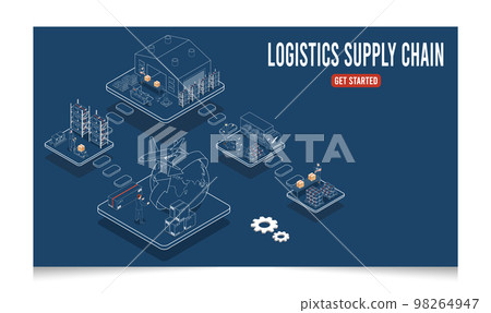 3D isometric Supply Chain Management - SCM...-插圖素材 [98264947] - PIXTA圖庫