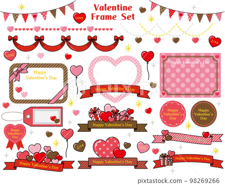 Cute valentine's day frame set - Stock Illustration [98269266] - PIXTA