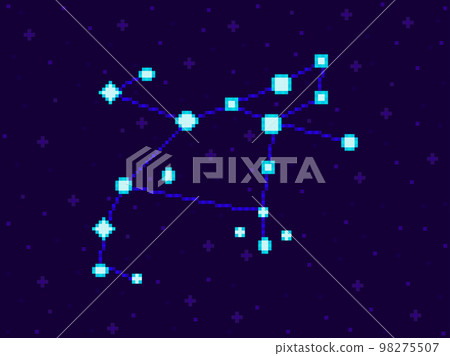 Perseus constellation in pixel art style. 8-bit... - Stock Illustration ...